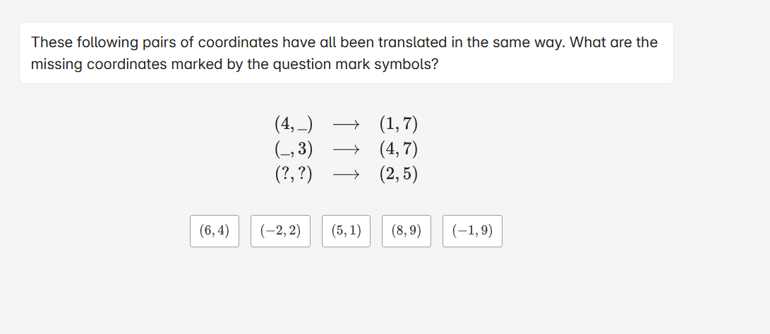 These following pairs of coordinates have | StudyX