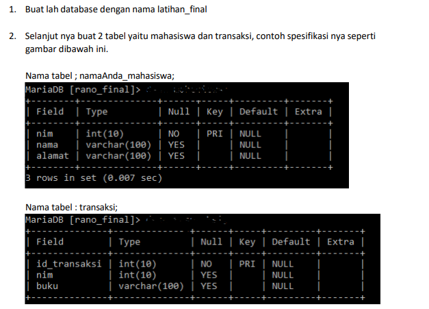 1. Buat lah database dengan nama | StudyX