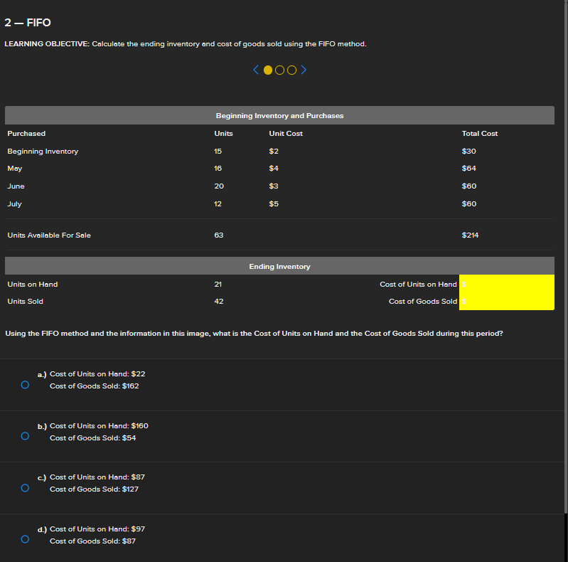 2 - FIFO LEARNING OBJECTIVE: Calculate the | StudyX