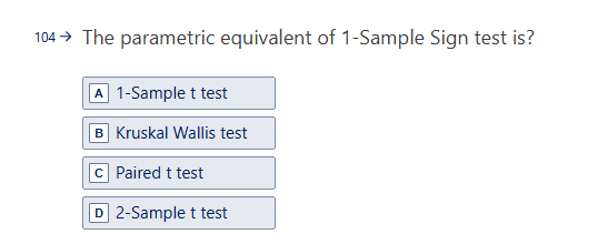 The parametric equivalent of 1-Sample Sign | StudyX