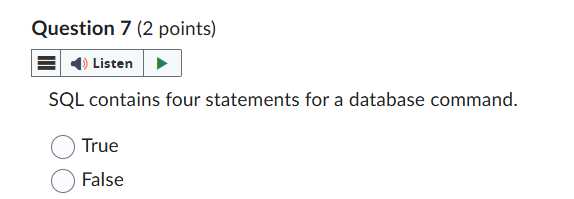 SQL contains four statements for a database | StudyX