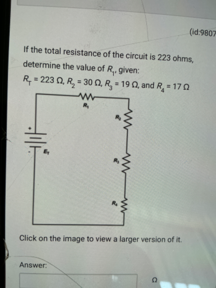 If the total resistance of the circuit is | StudyX