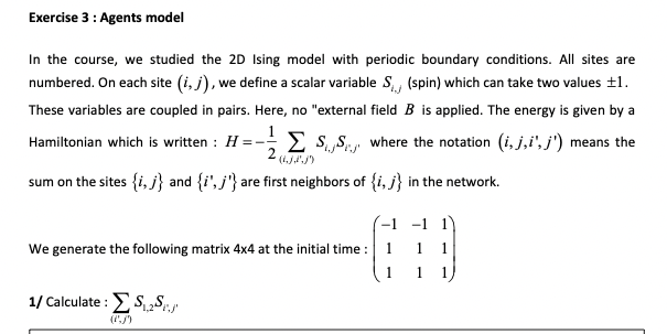 In the course, we studied the 2D Ising model | StudyX