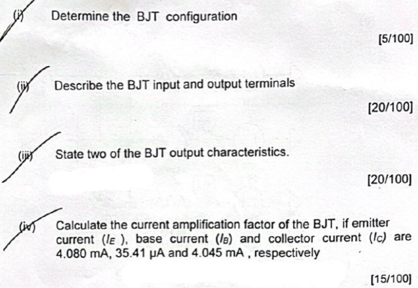 (b) An amplifier circuit diagram with a BJT | StudyX