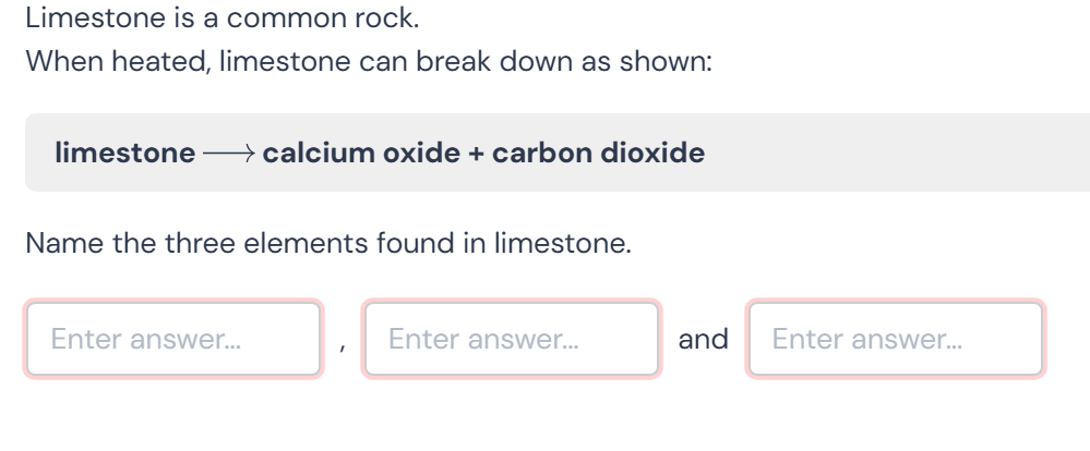 When heated, limestone can break down as
