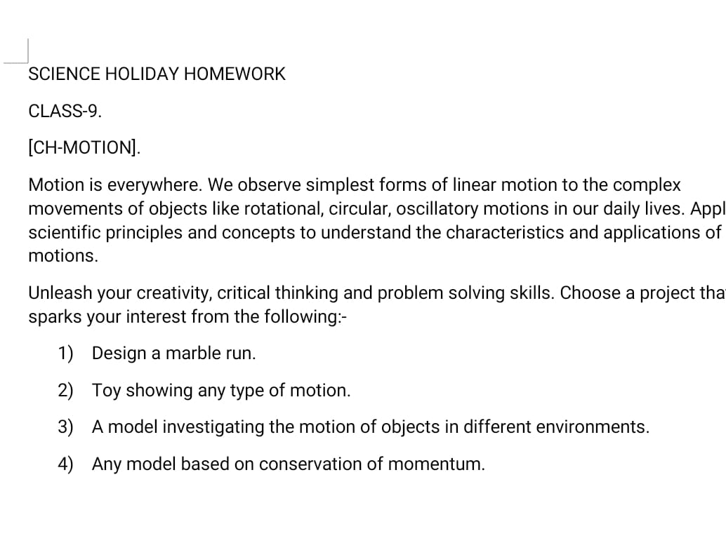 SCIENCE HOLIDAY HOMEWORK CLASS-9. | StudyX
