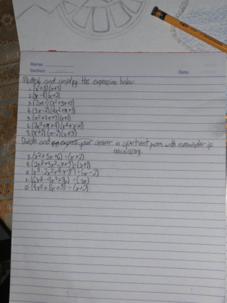Multiply and simplify the expressions below: