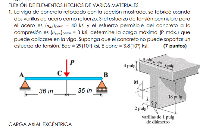 1. La viga de concreto reforzado con la | StudyX