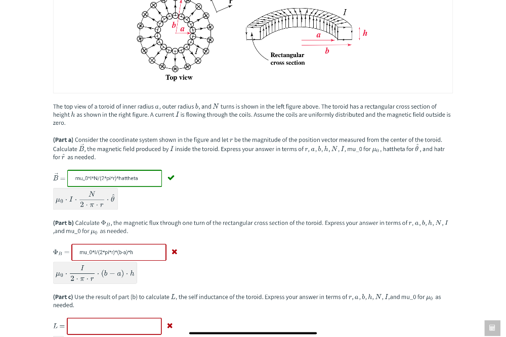 The top view of a toroid of inner radius | StudyX