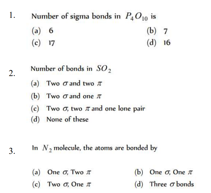 1. Number of sigma bonds in $P_4O_{10}$ is | StudyX