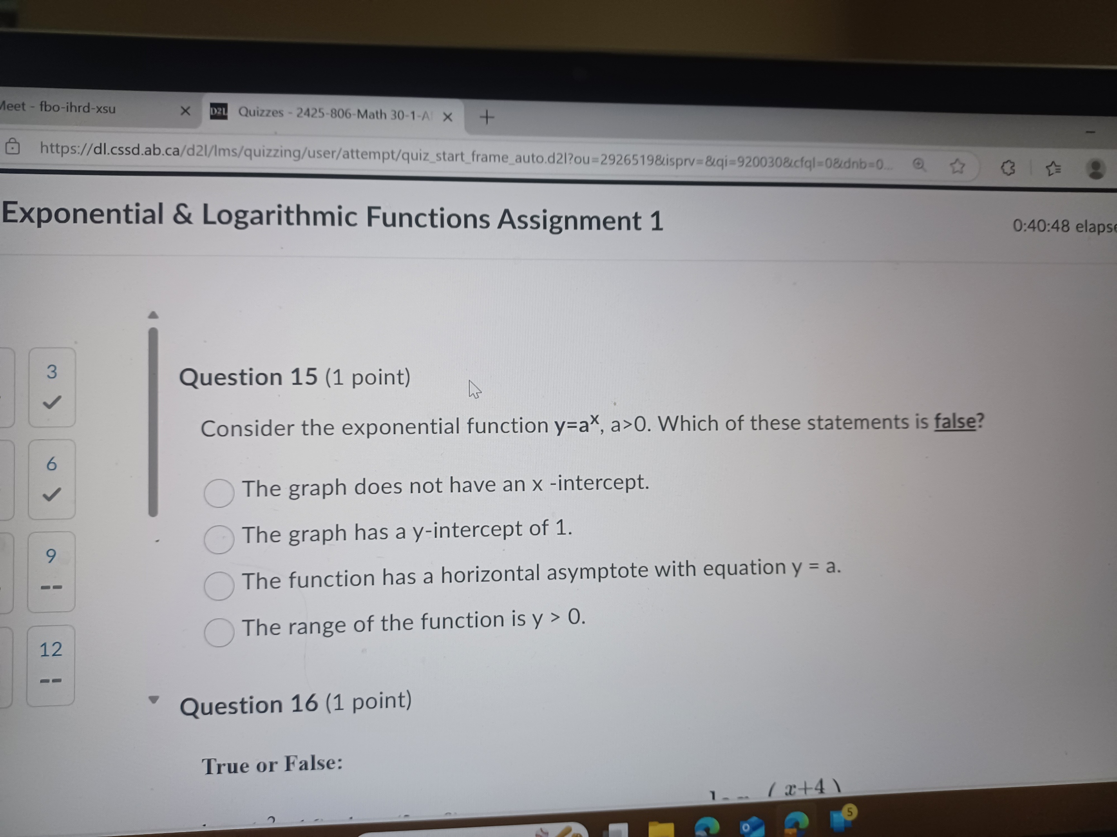 Question 15 (1 point) Consider the | StudyX