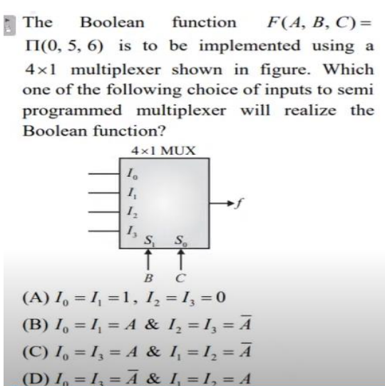 The Boolean function $F(A, B, C) = (0, 5, | StudyX