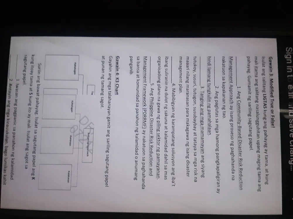 Gawain 3: Modified True or False! Isulat ang | StudyX