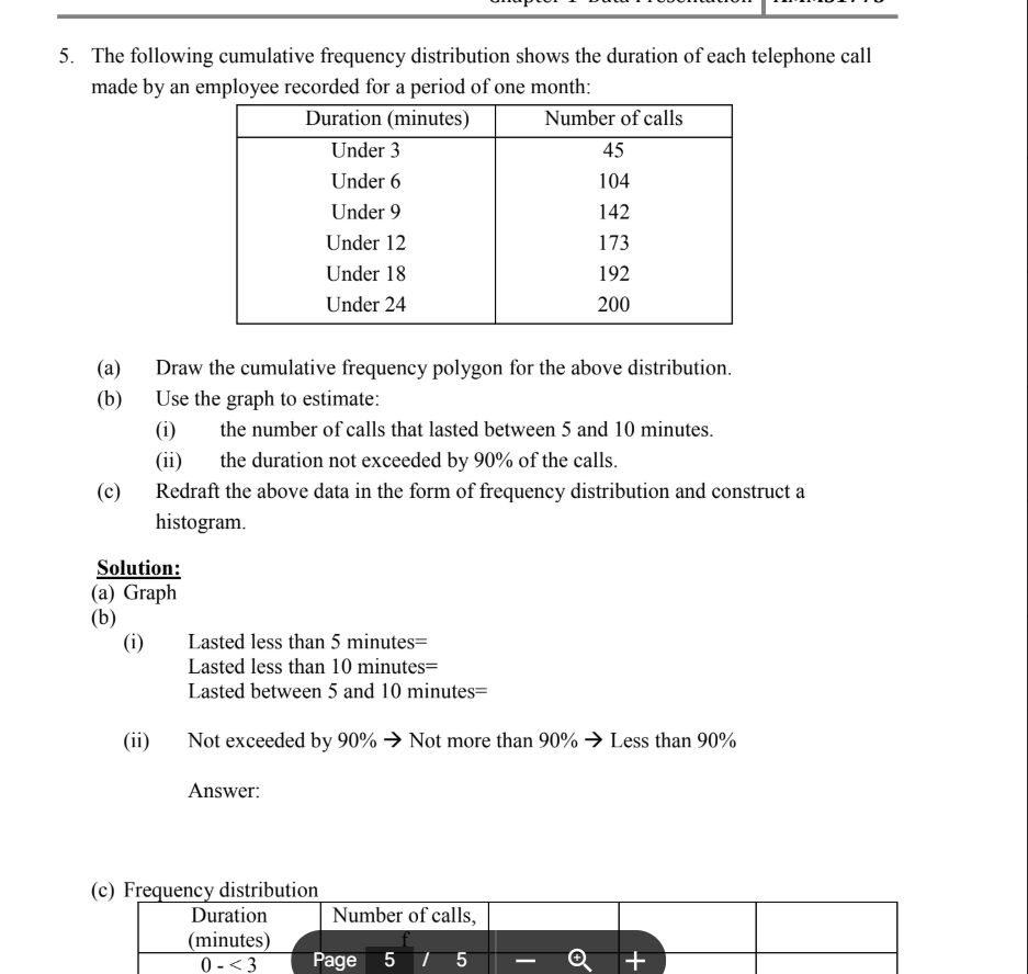 5. The following cumulative frequency | StudyX