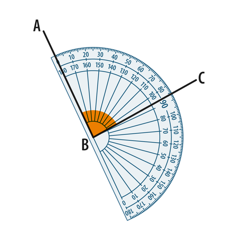 The image shows an angle ABC measured using | StudyX