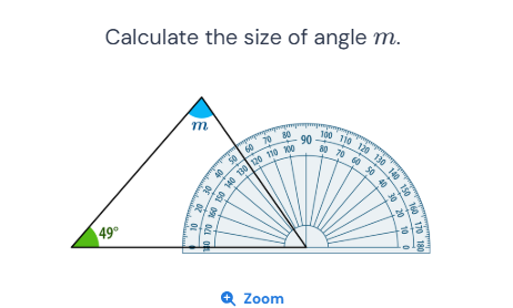 Calculate the size of angle $m$. Given one | StudyX