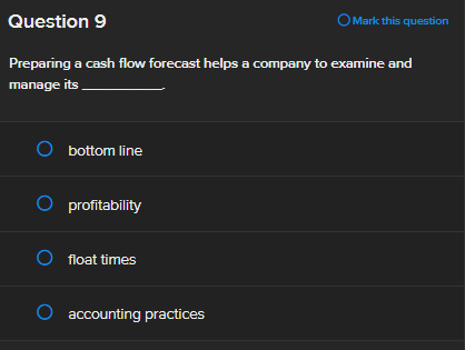 Question 9 Preparing a cash flow forecast | StudyX