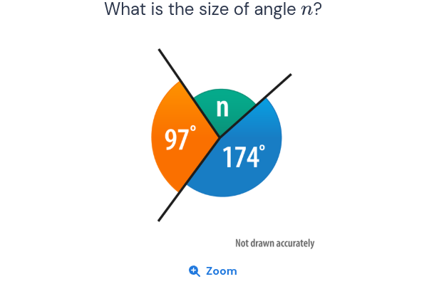 What is the size of angle $n$? 97° n 174° | StudyX