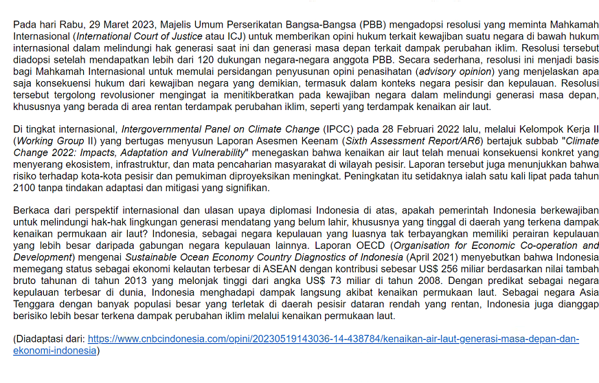 Simpulan yang relevan dengan bacaan itu | StudyX