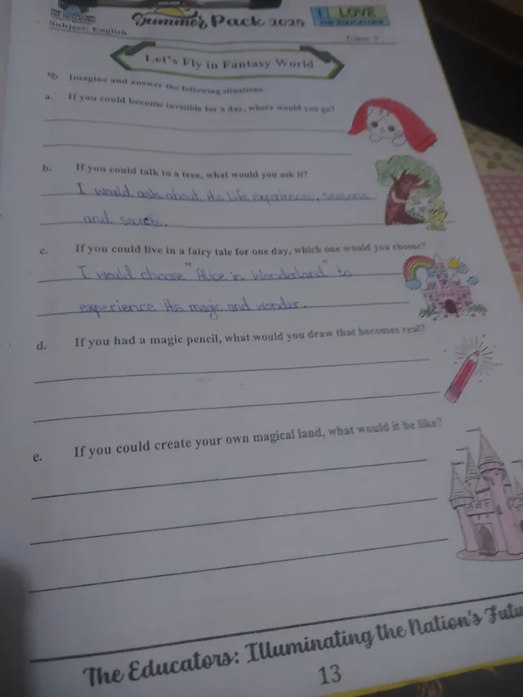 Imagine and answer the following situations.