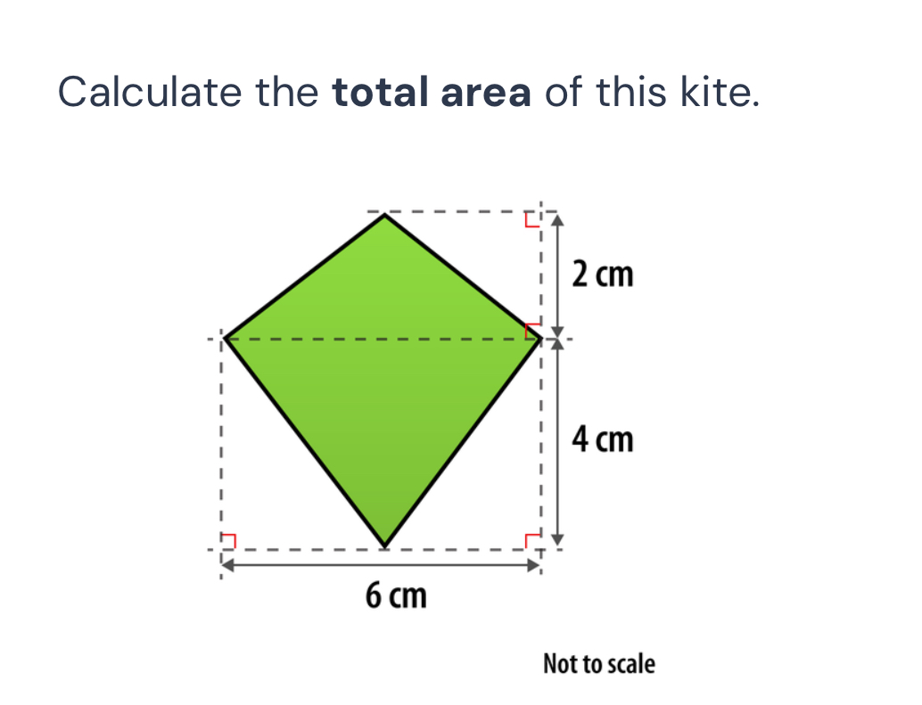 Calculate the total area of this kite. The