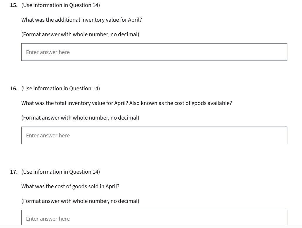 15. (Use information in Question 14) What | StudyX