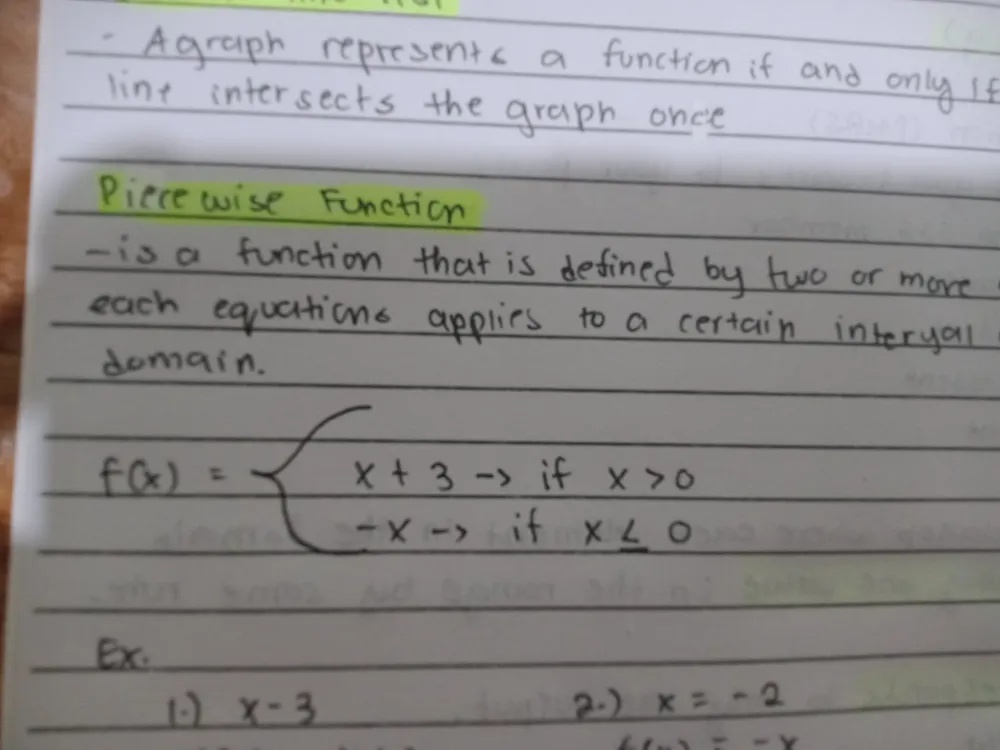 Piece wise Function -is a function that is | StudyX
