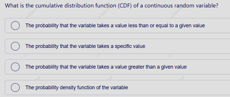 What is the cumulative distribution function | StudyX