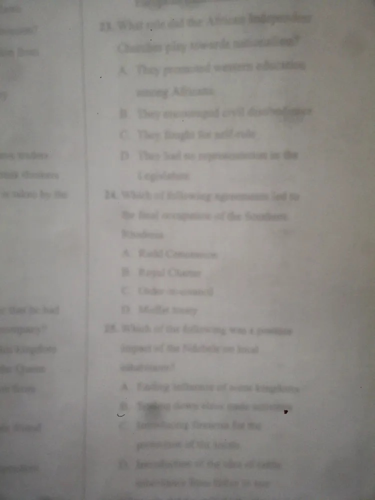 13. What role did the African Independent | StudyX