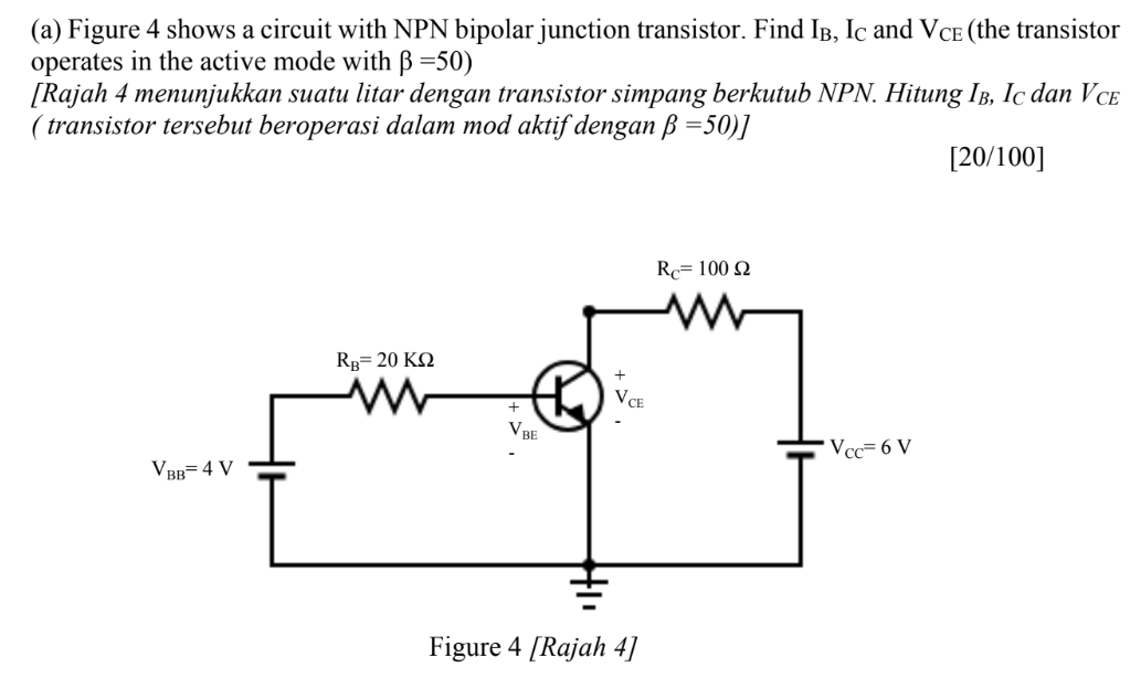 (a) Figure 4 shows a circuit with NPN | StudyX