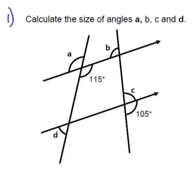 Calculate the size of angles a, b, c and d. | StudyX