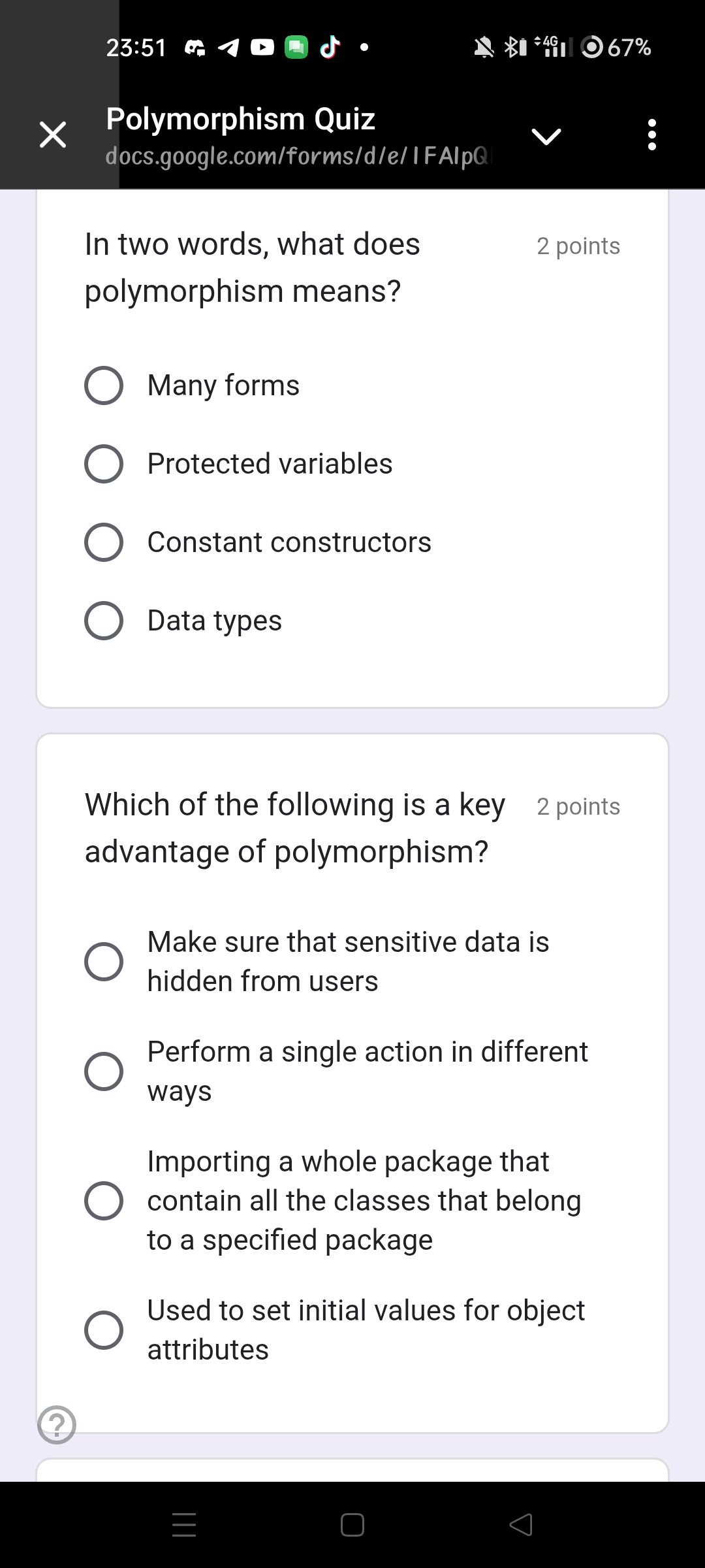 In two words, what does polymorphism means? | StudyX
