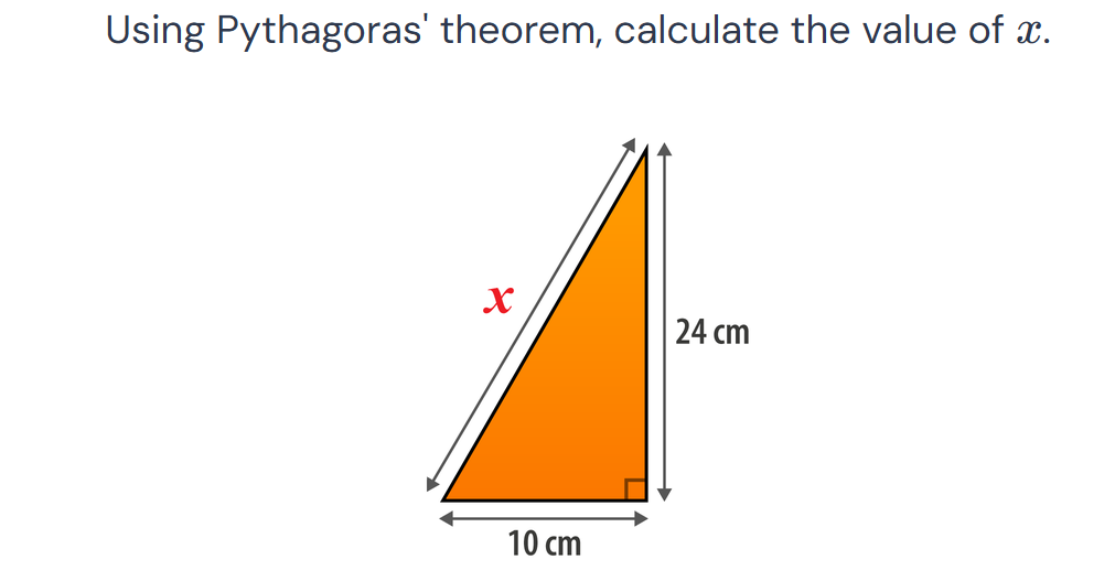 Using Pythagoras' theorem, calculate the | StudyX