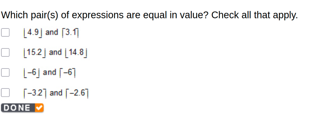 Which pair(s) of expressions are equal in | StudyX
