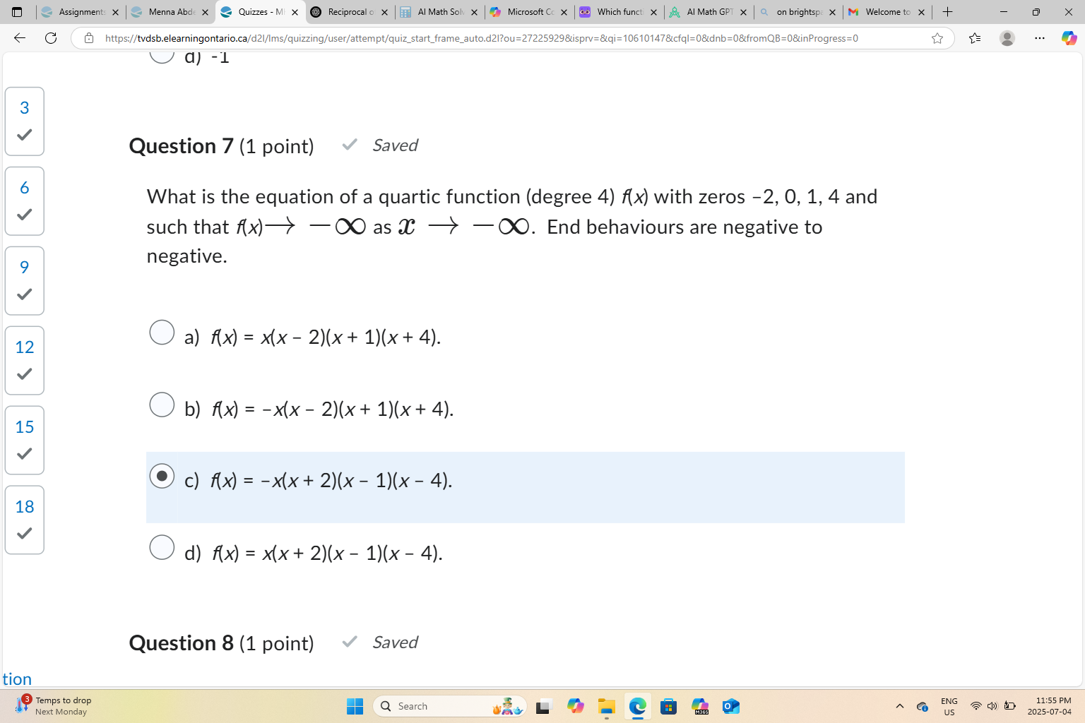 What is the equation of a quartic function | StudyX