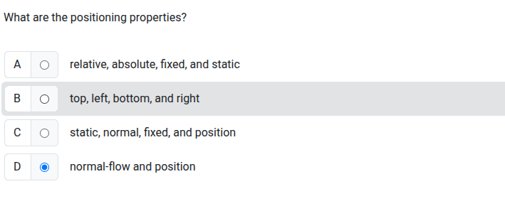 What are the positioning properties? A | StudyX