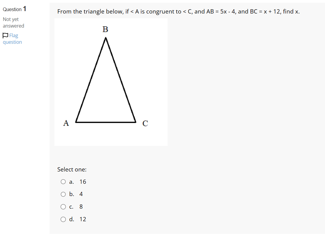 From the triangle below, if