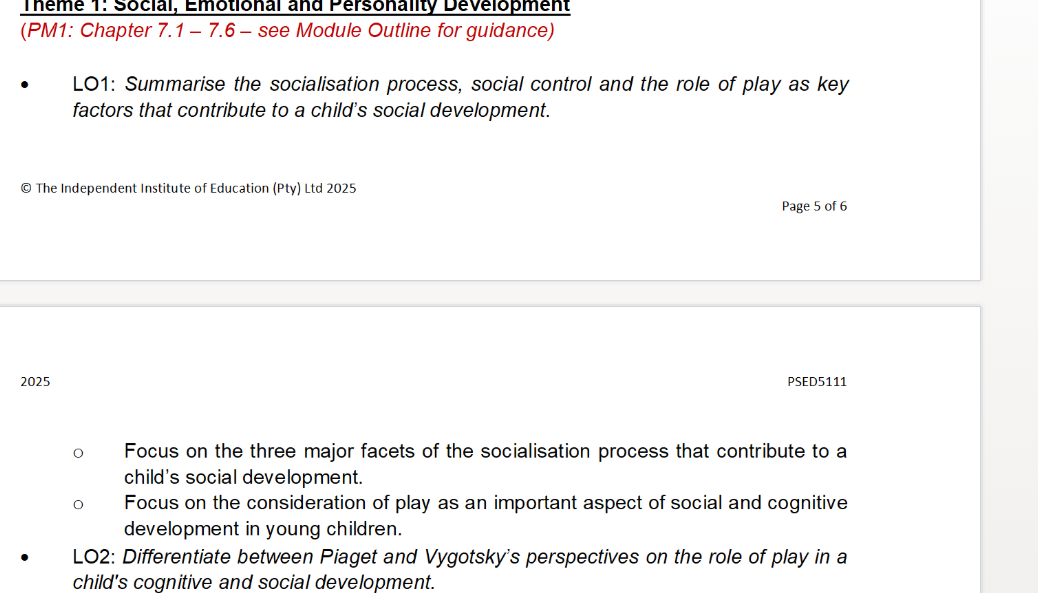 LO1: Summarise the socialisation process, | StudyX