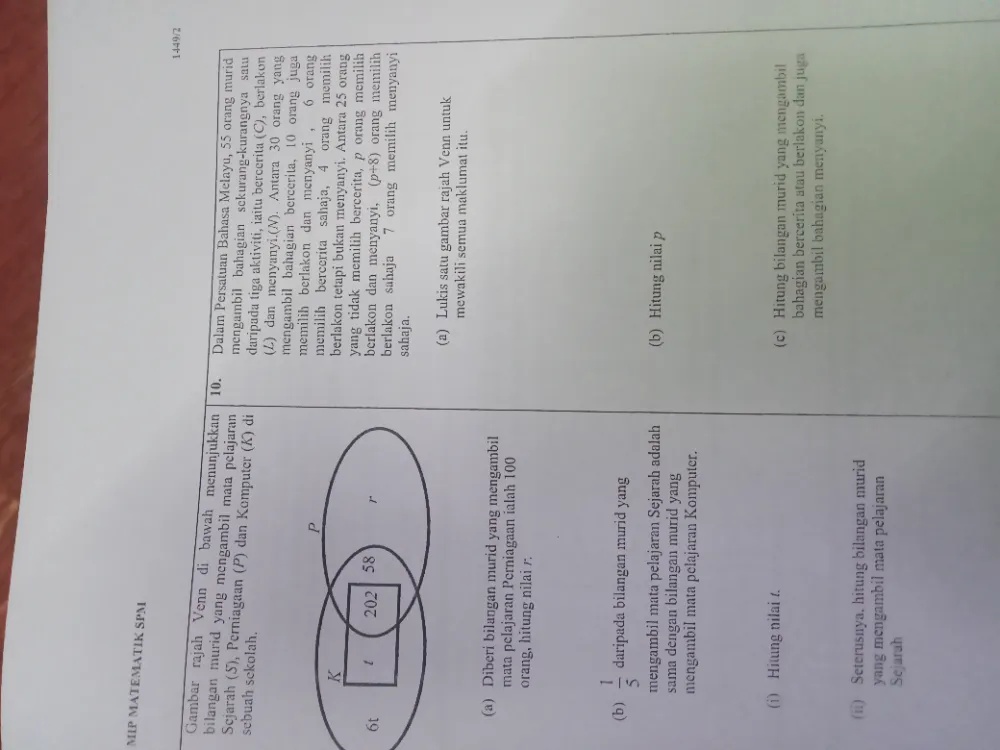Gambar rajah Venn di bawah menunjukkan | StudyX