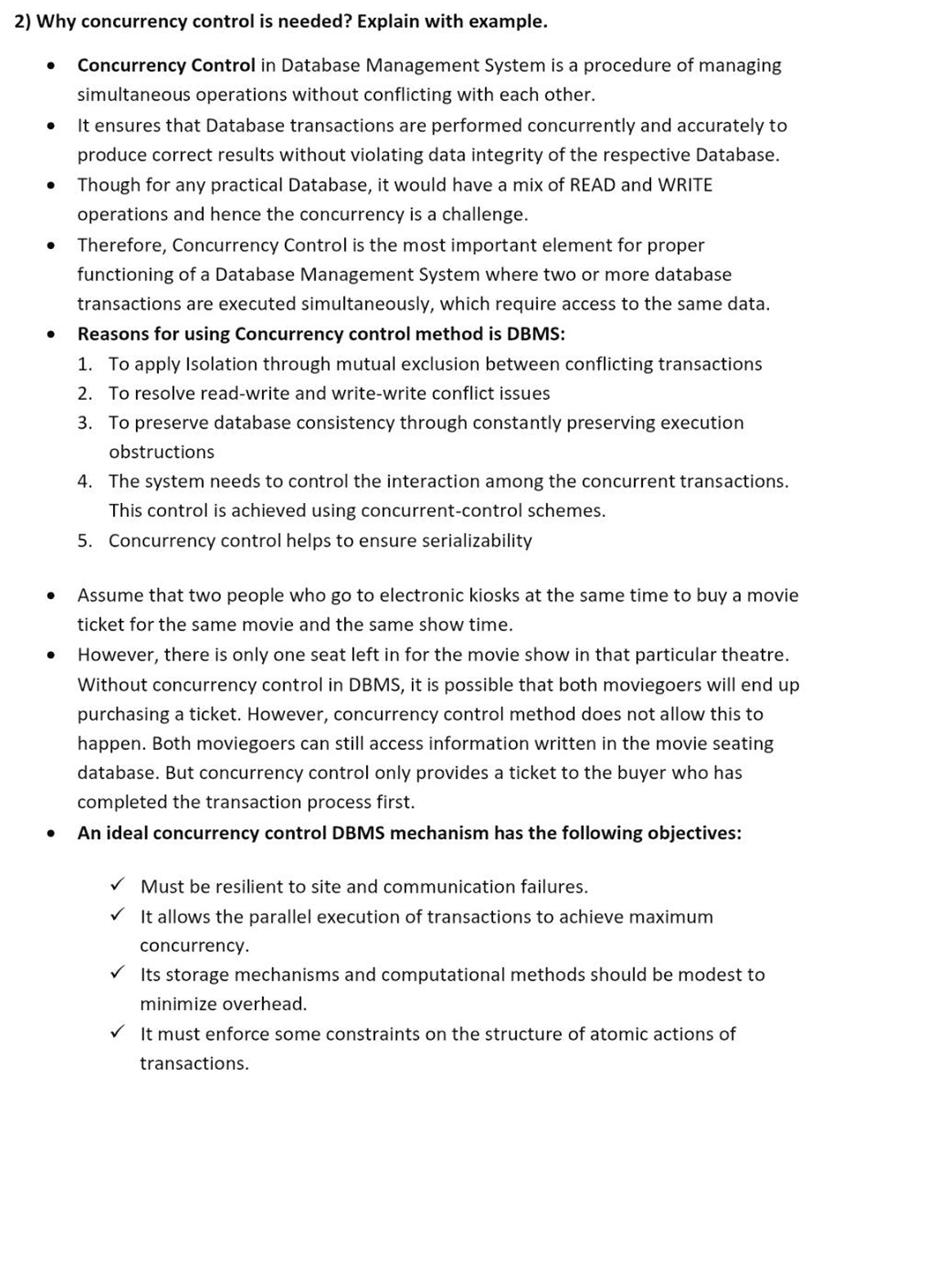 2) Why concurrency control is needed? | StudyX