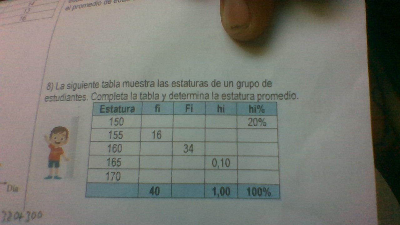 8) La siguiente tabla muestra las estaturas | StudyX