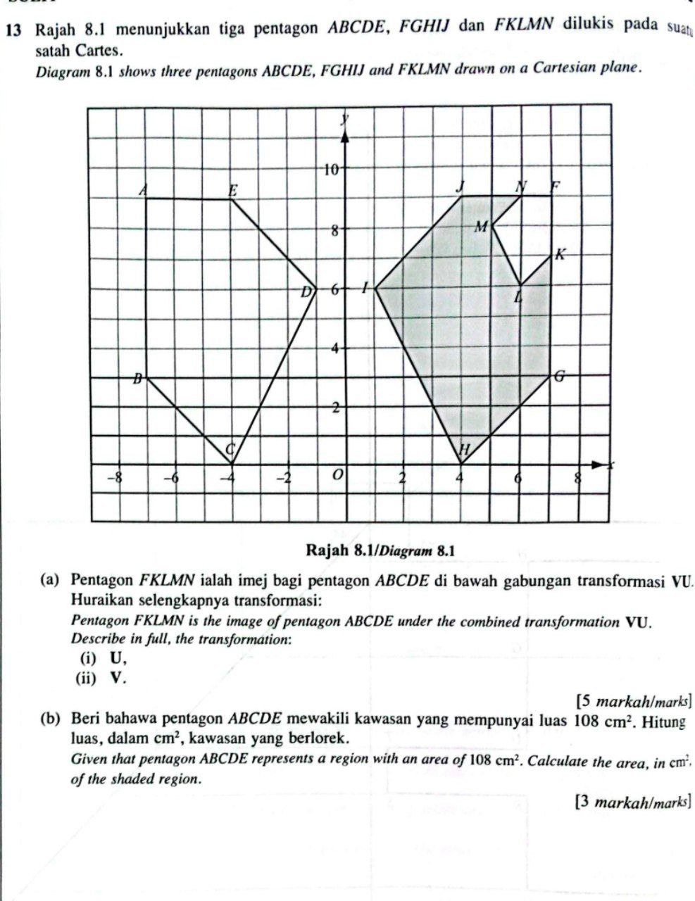 13 Rajah 8.1 menunjukkan tiga pentagon | StudyX