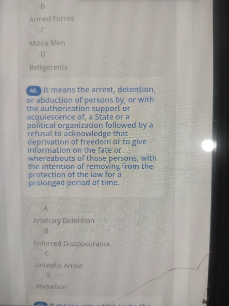 46. It means the arrest, detention, or | StudyX