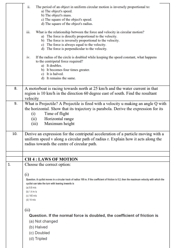 ii. The period of an object in uniform | StudyX