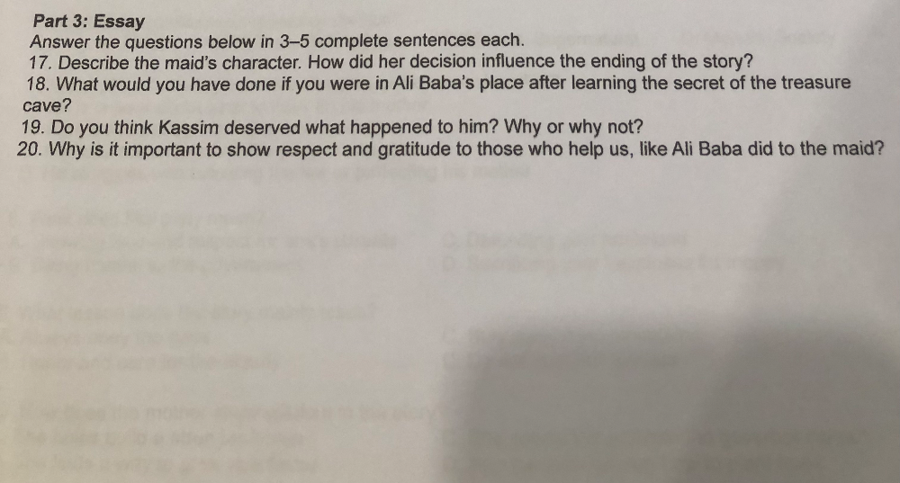 Part 3: Essay Answer the questions below in | StudyX