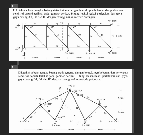 4. Diketahui sebuah rangka batang statis | StudyX