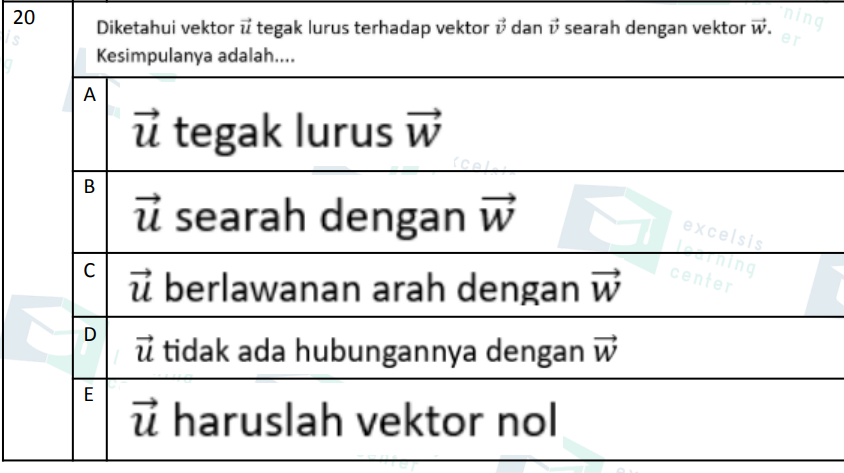 Diketahui vektor ${u}$ tegak lurus terhadap | StudyX