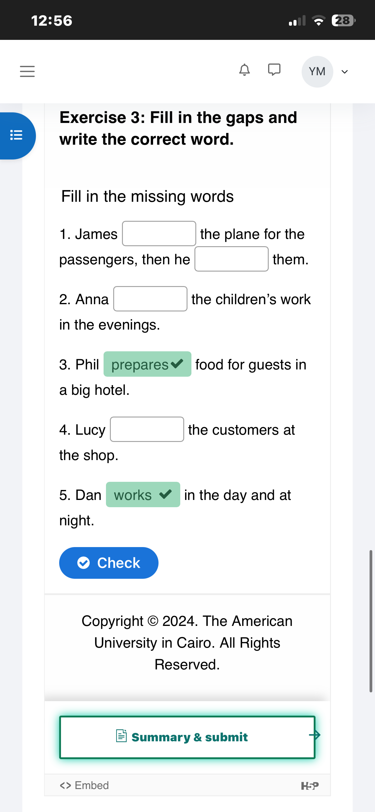 Exercise 3: Fill in the gaps and write the