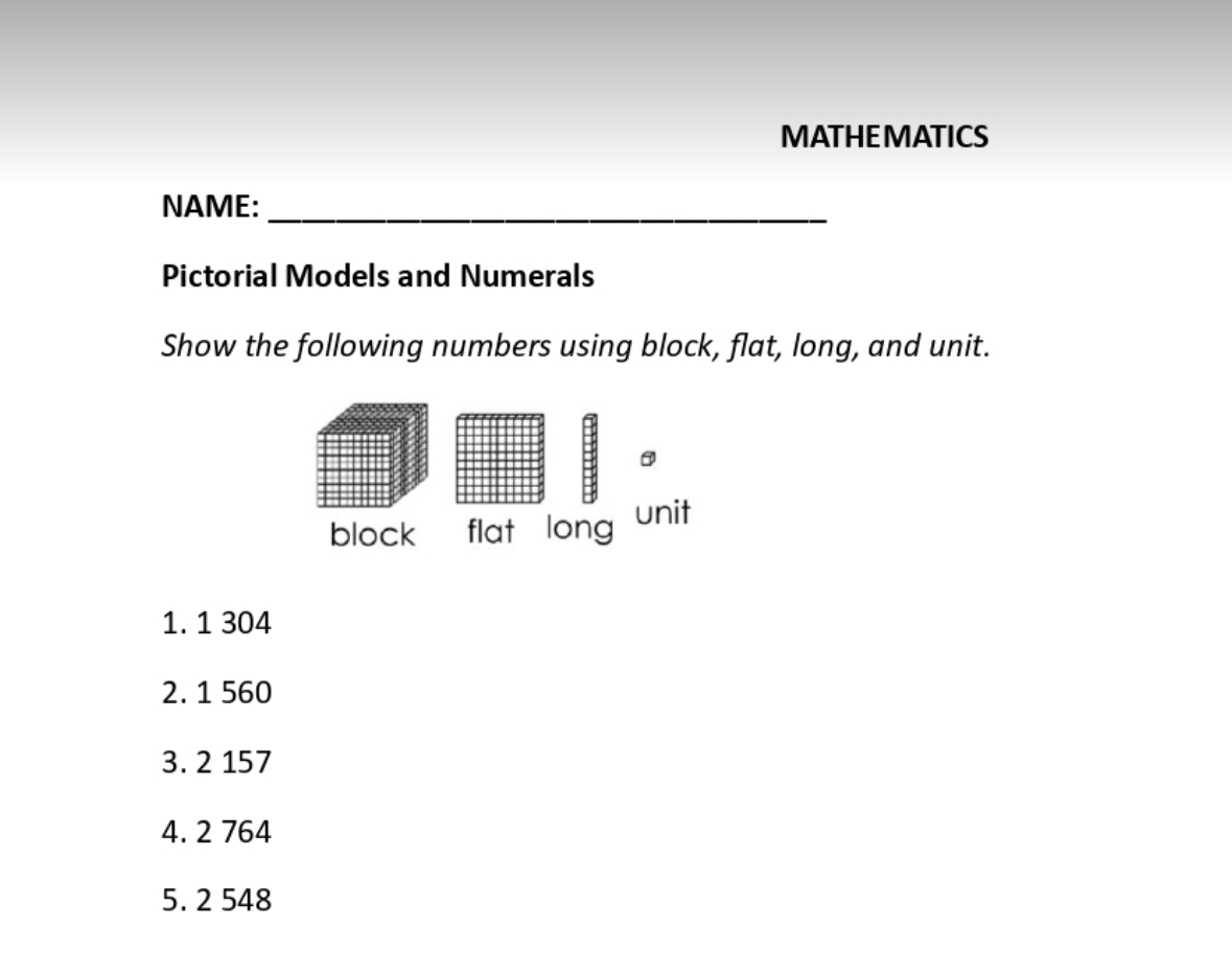 Show the following numbers using block, | StudyX