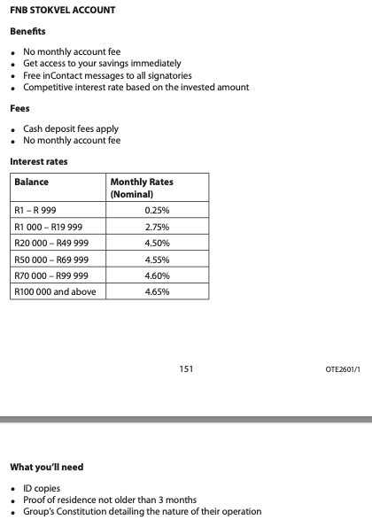 Compare the stokvel account from FNB with | StudyX